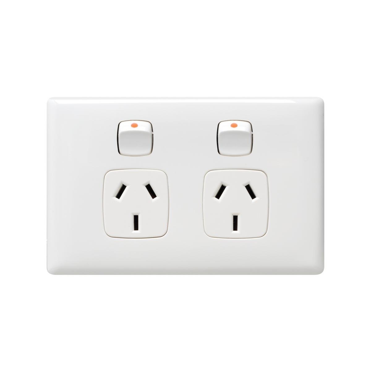 HPM White Linea Double Powerpoint - Bunnings Australia