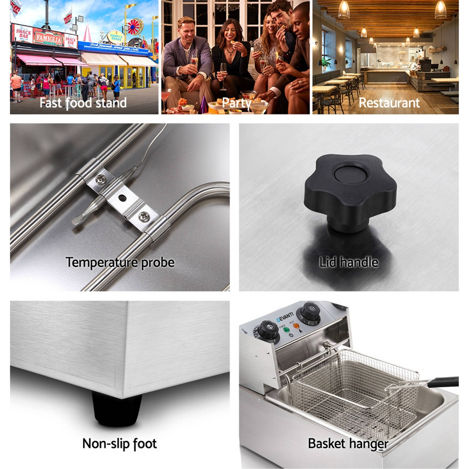 Devanti Electric Deep Fryer Stainless Steel - Bunnings Australia