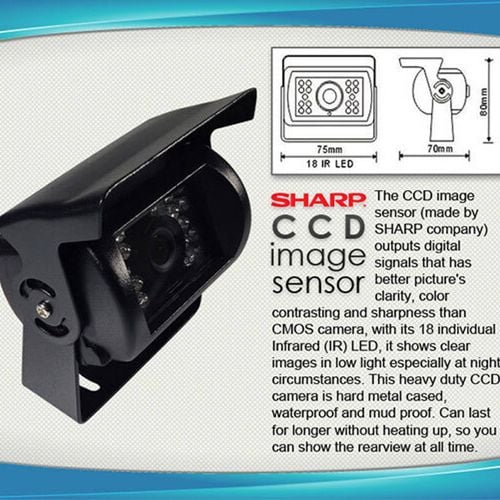 Elinz Heavy Duty CCD IR 12V/24V Colour reversing camera BLACK ...