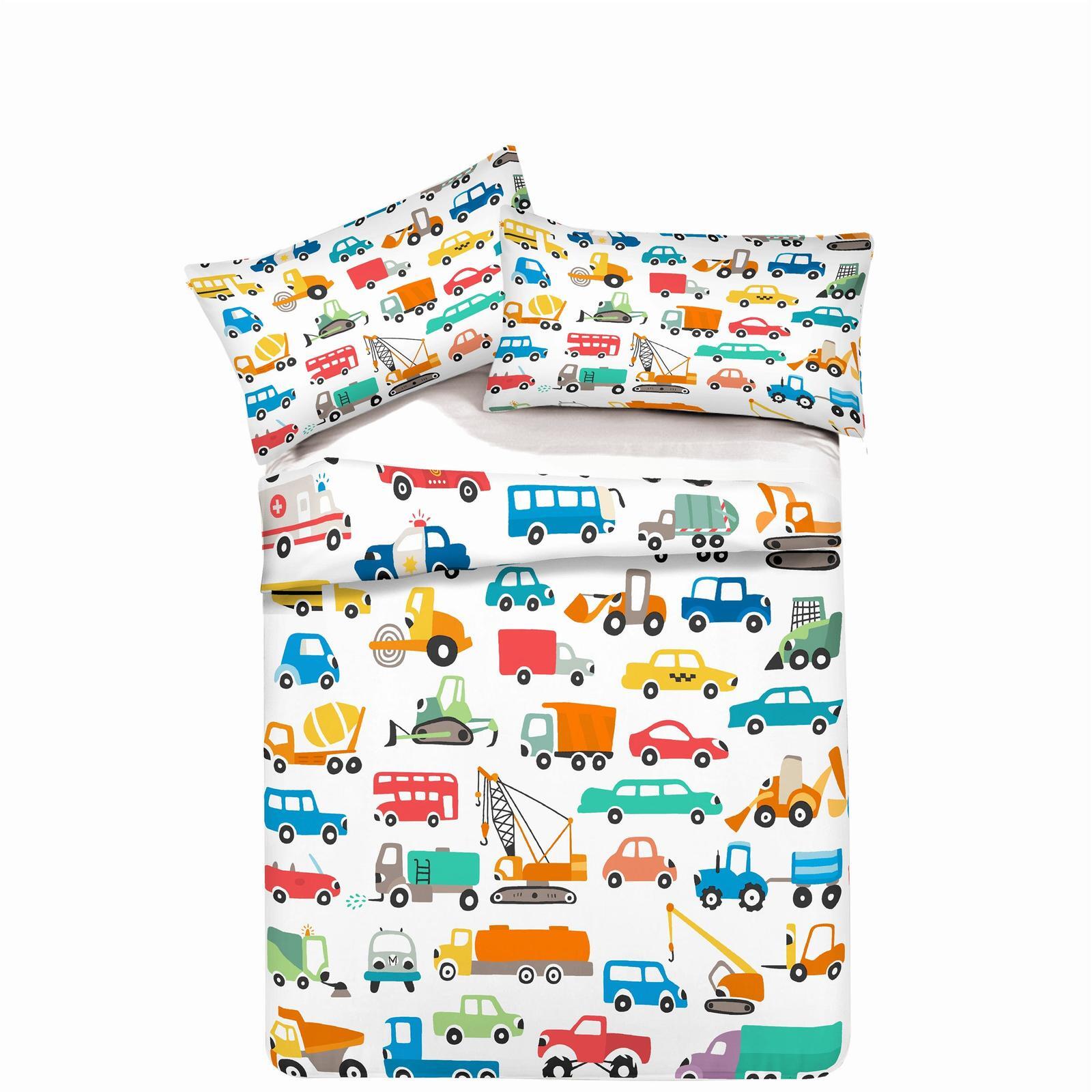 3D Cartoon Cars Engineering Vehicle Pattern Quilt Cover Set Bedding Set ...