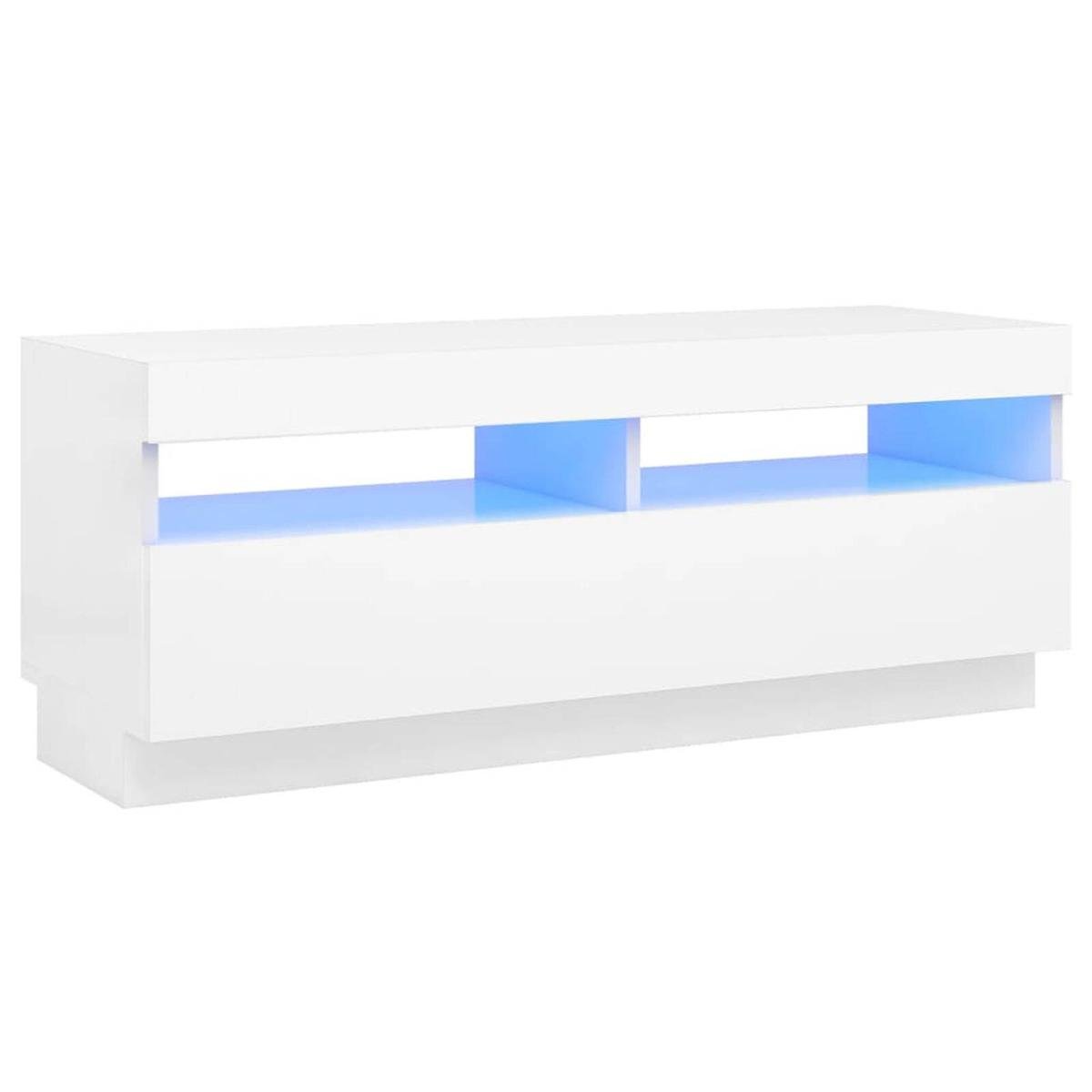 vidaXL TV Cabinet with LED Lights White HiFi Unit Stereo Storage ...