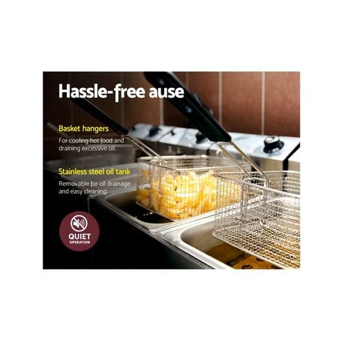 Devanti Electric Deep Fryer Twin Basket Cooker 2200W - Bunnings Australia
