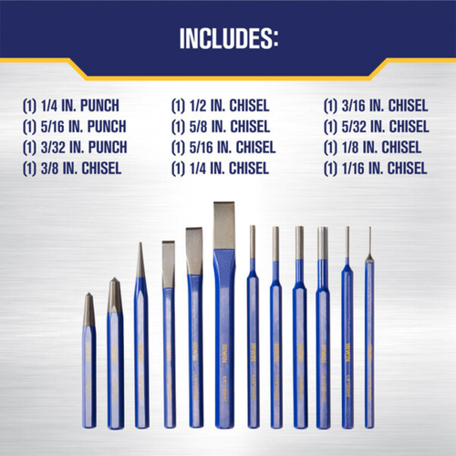 IRWIN 12 Piece Cold Chisel and Punch Set - Bunnings Australia