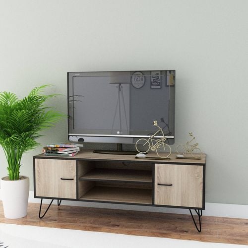Foret TV Cabinet Stand Entertainment Unit Storage Shelf Metal 110cm ...
