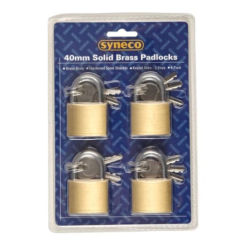 Syneco 40mm Brass Padlocks - 4 Pack - Bunnings Australia