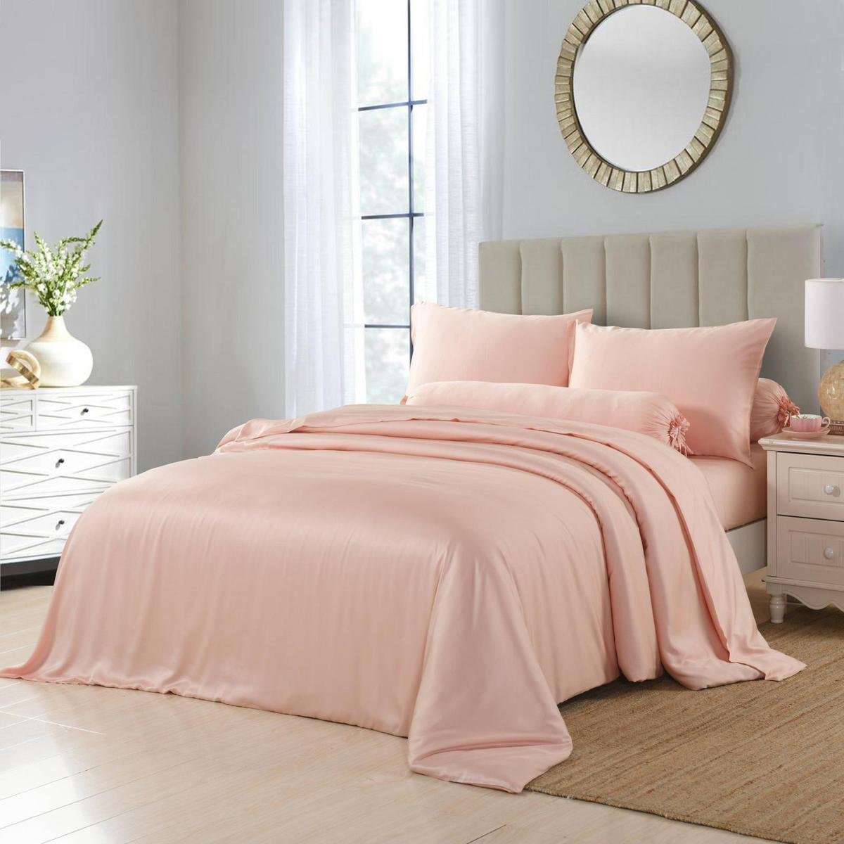 Silky Soft Bamboo Quilt Cover - Soft Coral Pink - Bunnings Australia