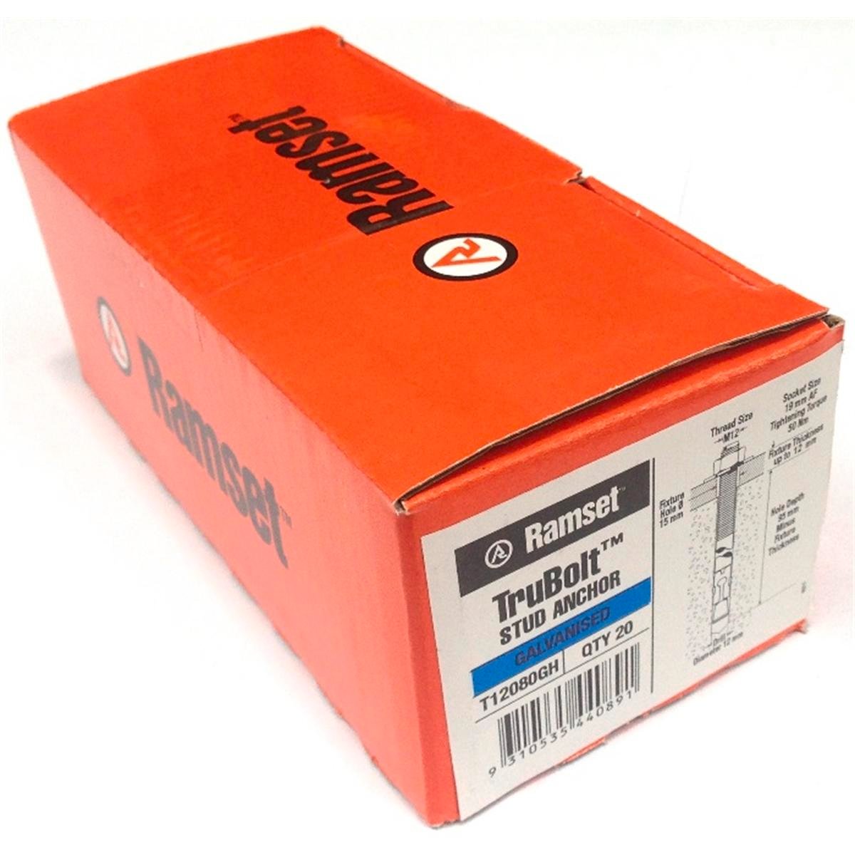 Ramset Trubolt Stud Anchor M12 x 80mm Galvanised - Bunnings New Zealand