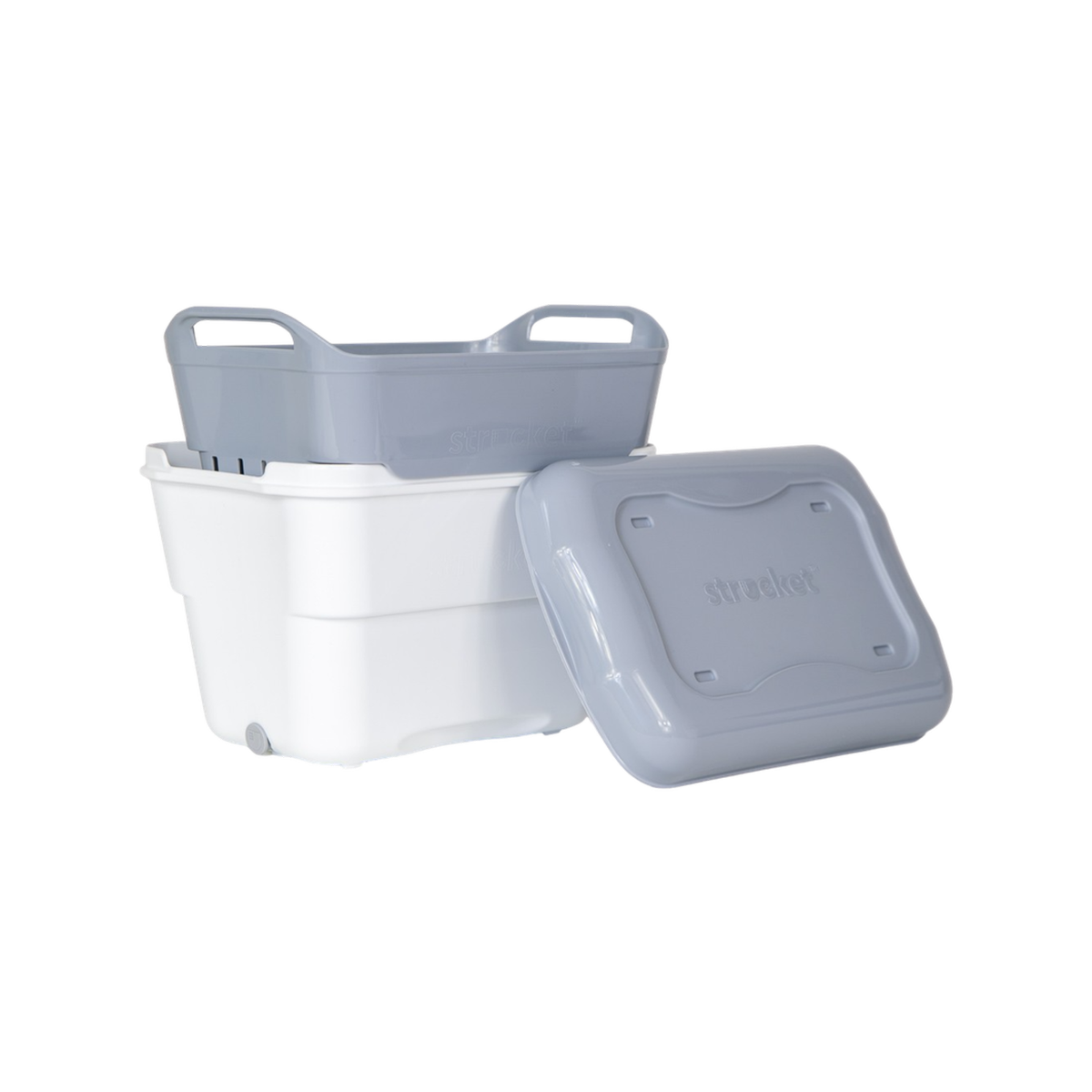 Strucket 4.5L Strainer Bucket with Lid Grey / White - Bunnings Australia