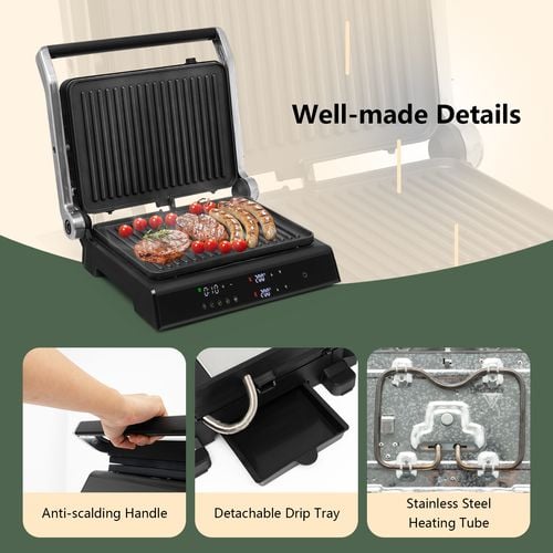 Costway 2000W Contact Grill Electric Griddle Sandwich Maker w/4H Timer ...