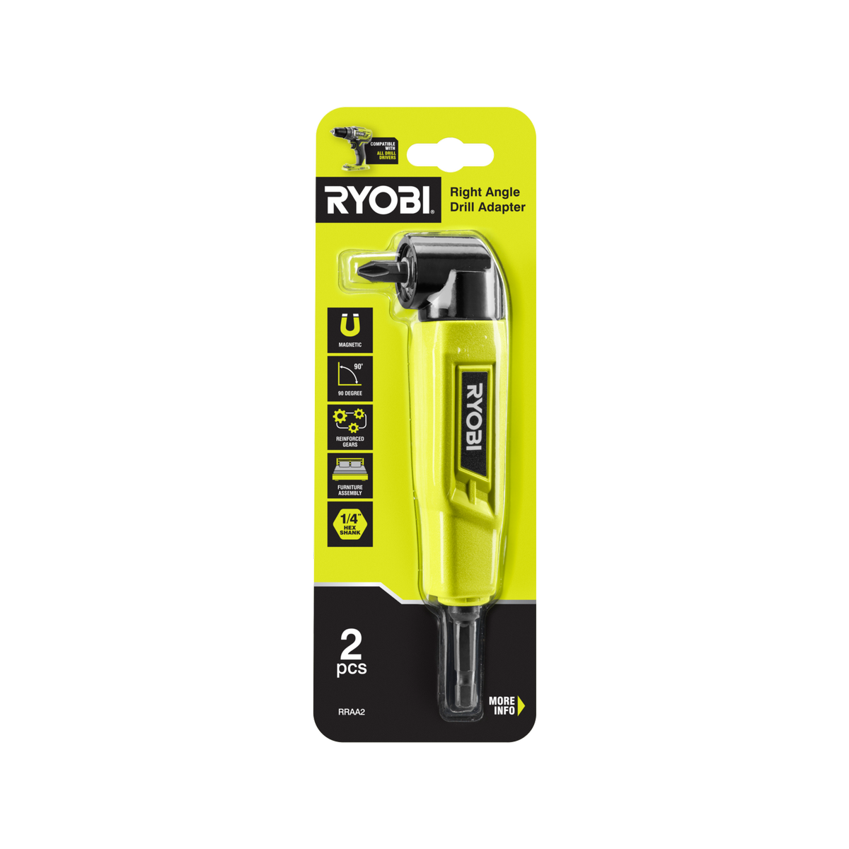 Ryobi 2-Piece Right Angle Drill Adaptor - Bunnings Australia