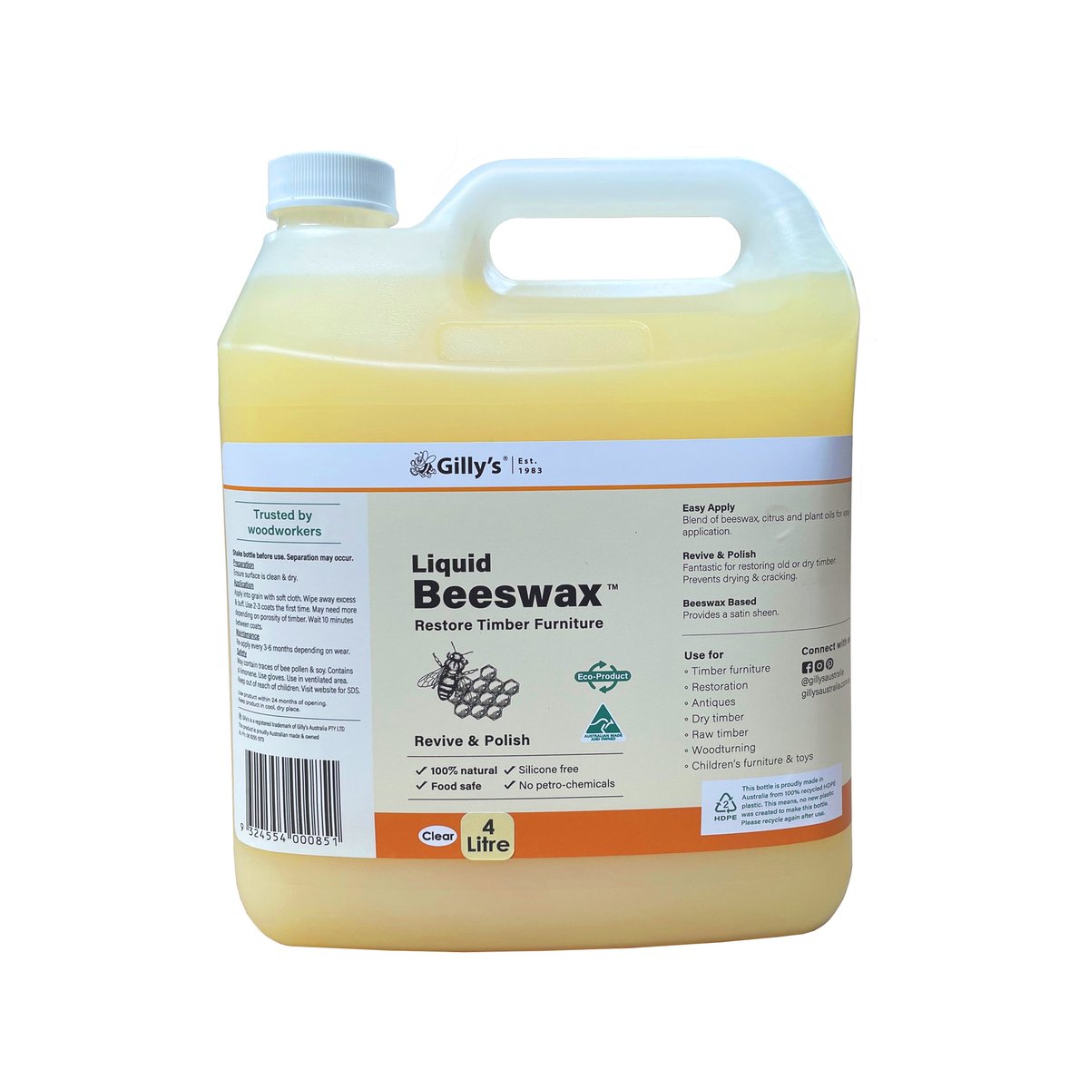 Gilly's 4L Natural Liquid Beeswax - Bunnings Australia