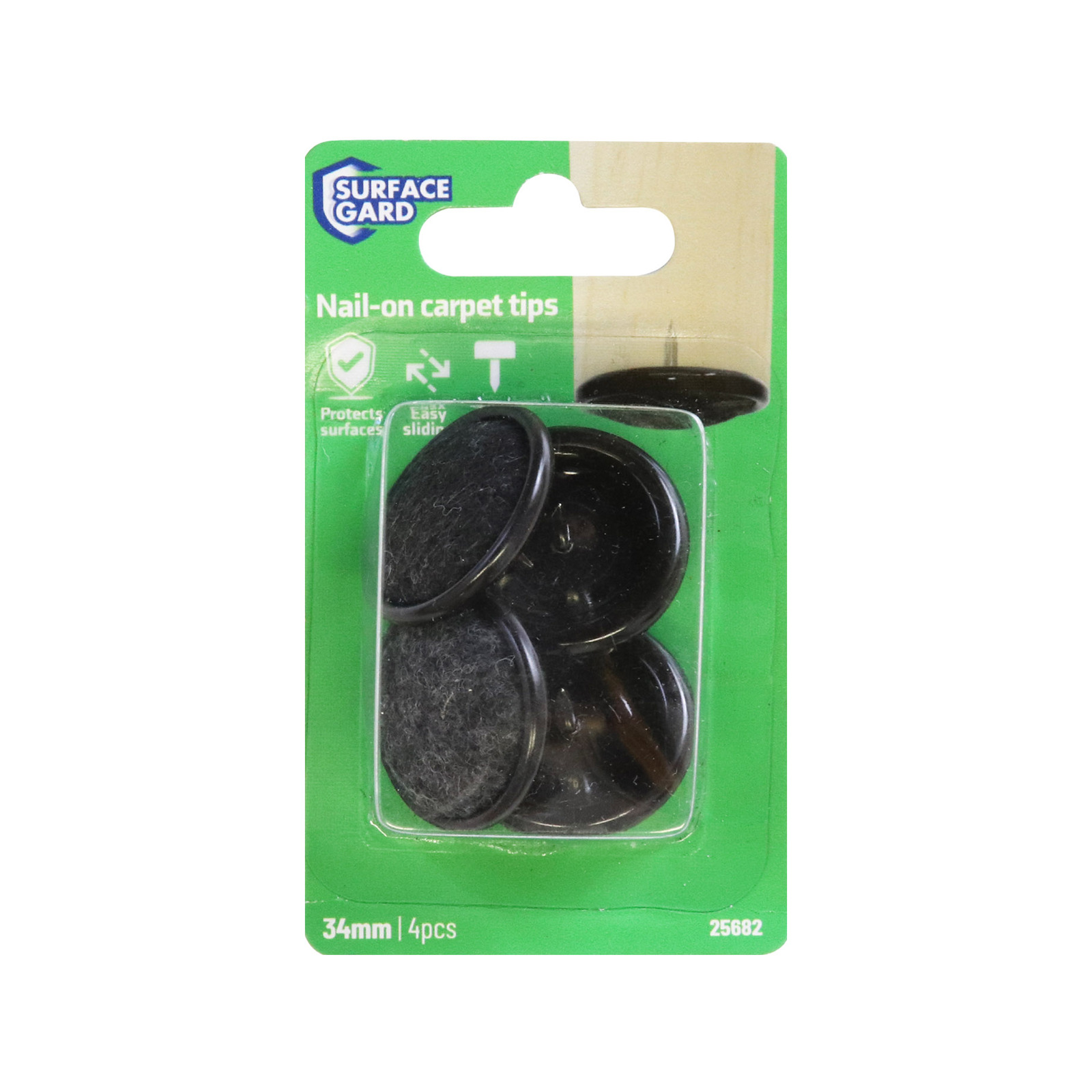 Surface Gard 34mm Brown Carpet Base Round Castor Cup - 4 Pack ...