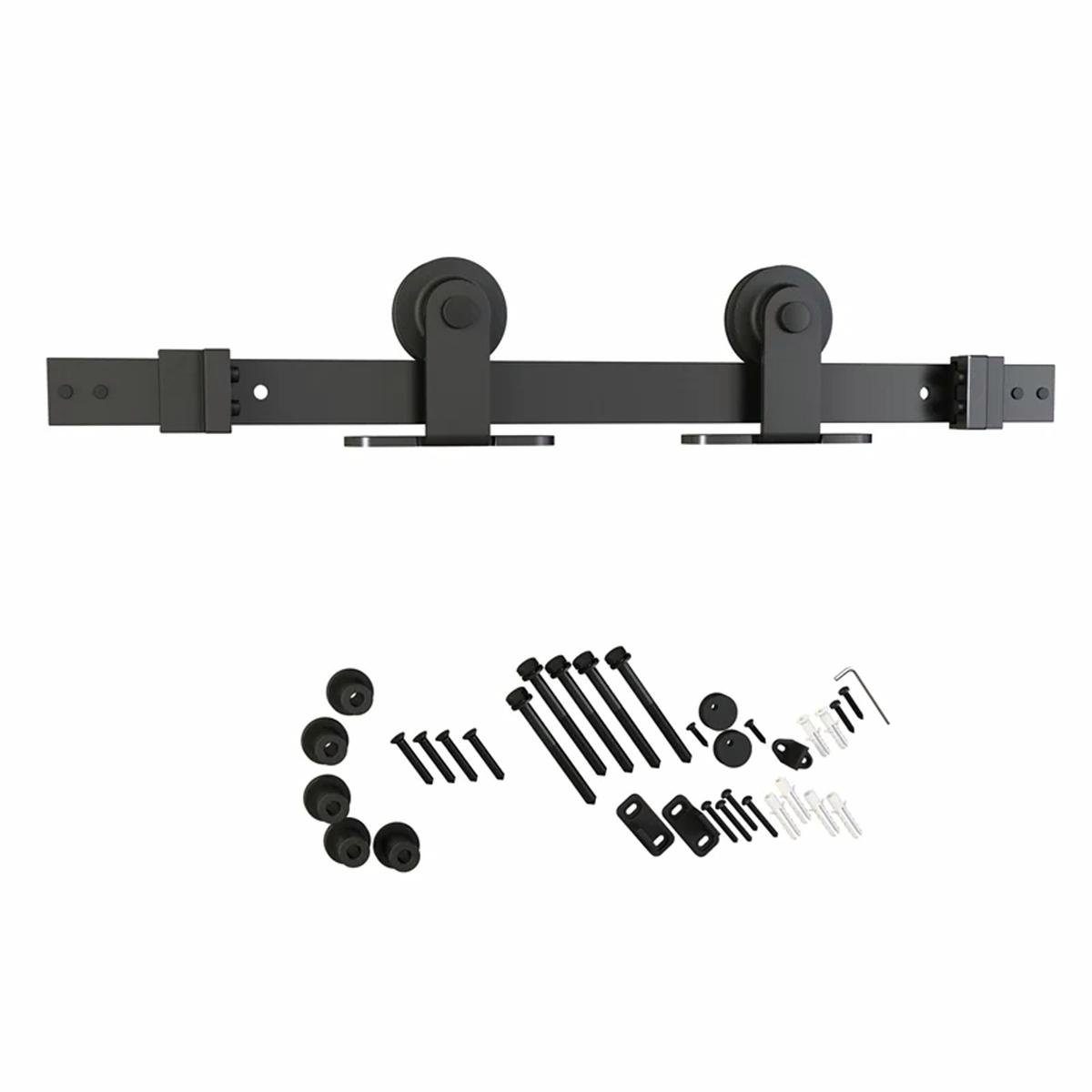 Rolltrak 2000 x 40 x 6mm Matte Black Smooth Finish Top Fix Barn Door ...