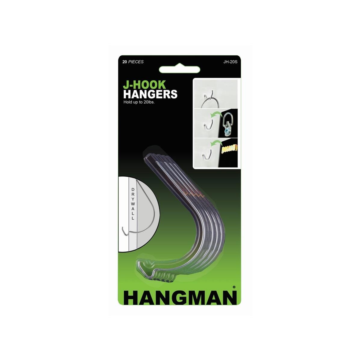 Hangman 9kg Steel J Hook Picture Hanger - 20 Pack - Bunnings Australia