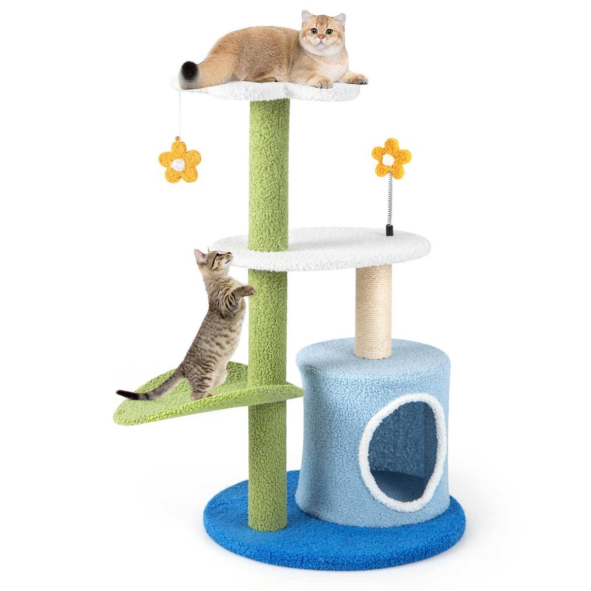 Costway 4-Tier Cat Tree Sisal Scratching Post Tower Cat Activity Center ...