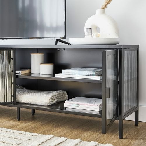 Cooper & Co. Eve 160cm Modern Metal TV Unit Black - Bunnings Australia