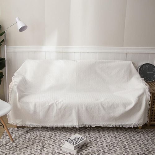 CottonMore Slub PolyCotton Knitted Blanket Herringbone Pattern Sofa Bed ...