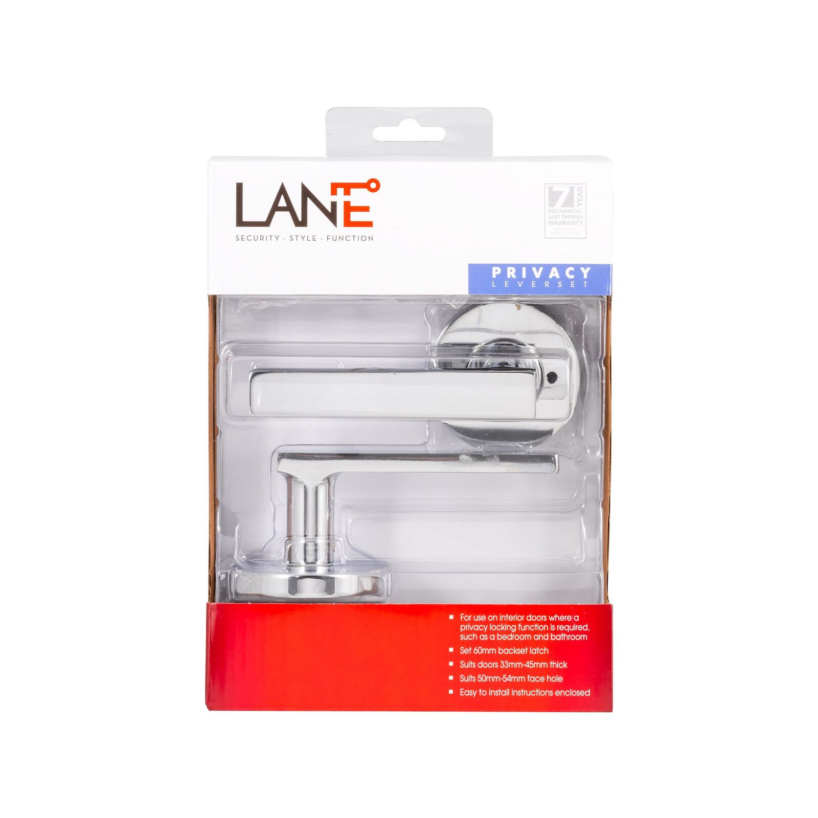 Lane 65mm Polished Chrome Tovetto Privacy Leverset - Bunnings Australia