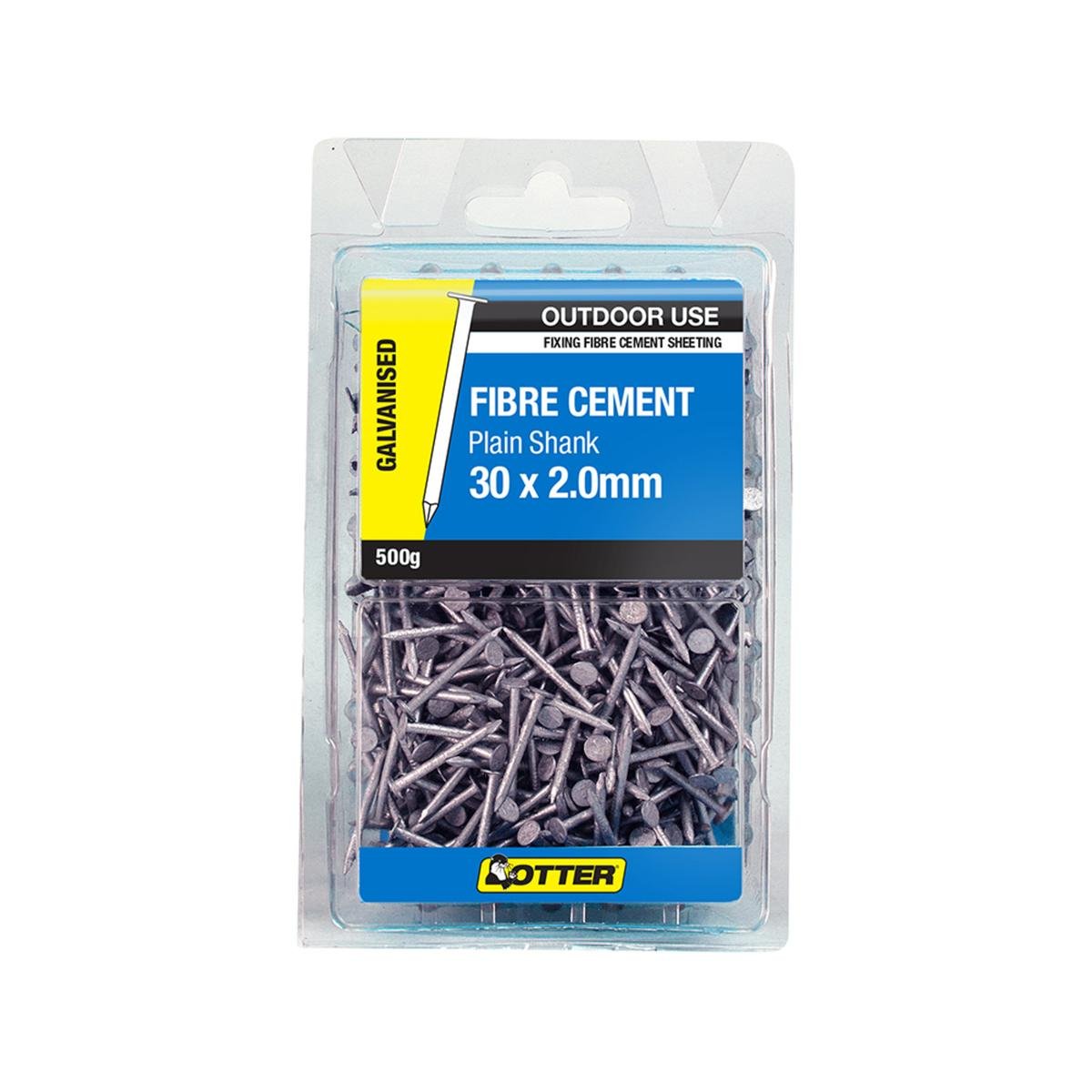 Otter 30 x 2.0mm 500g Fibre Cement Plain Shank Galvanised Nails - 540 ...