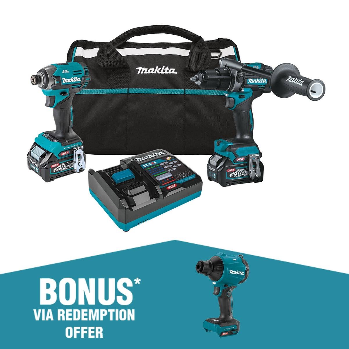 Makita 40Vmax XGT Brushless 2-Pc.Combo (2.5Ah) Kit - Bunnings New Zealand