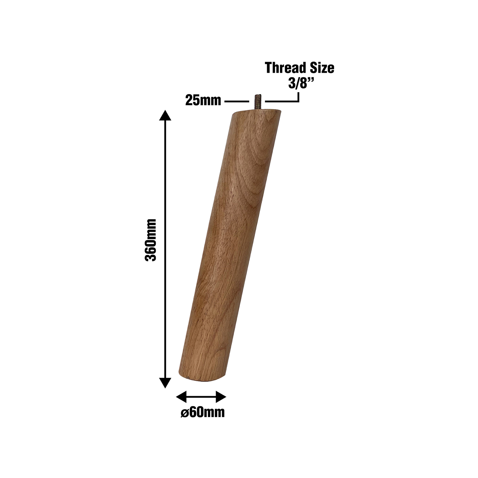 Adoored 60 x 360 Wood Round Lacquered Angled Furniture Leg - Bunnings ...