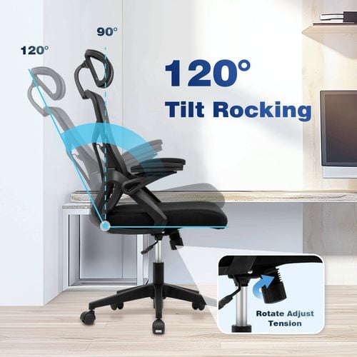 Advwin Ergonomic Office Chair Tilting Desk Chair Breathable Mesh Black ...