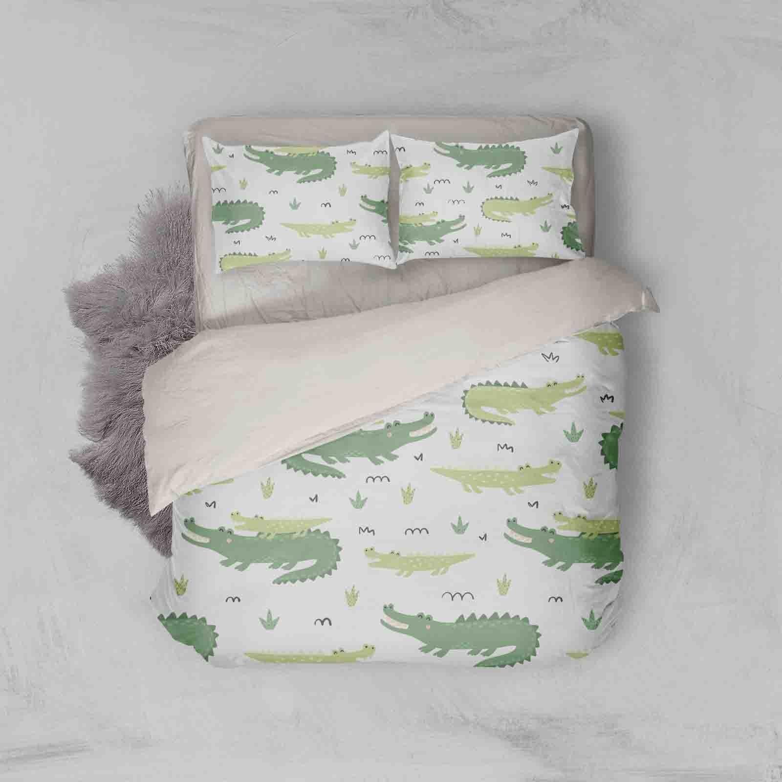3D Green Crocodile Quilt Cover Set Bedding Set Pillowcases 147 ...