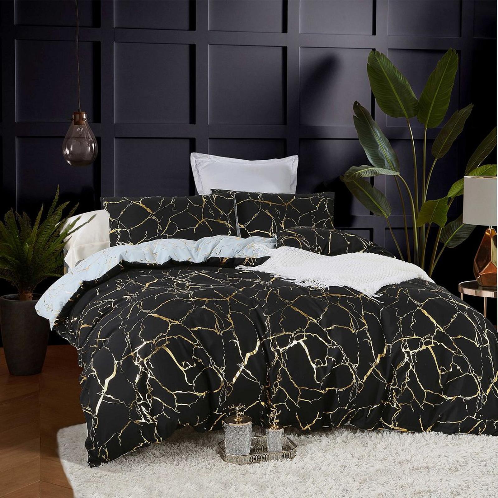 Fabric Fantastic Reversible Design King Size Black Quilt/Doona/Duvet ...