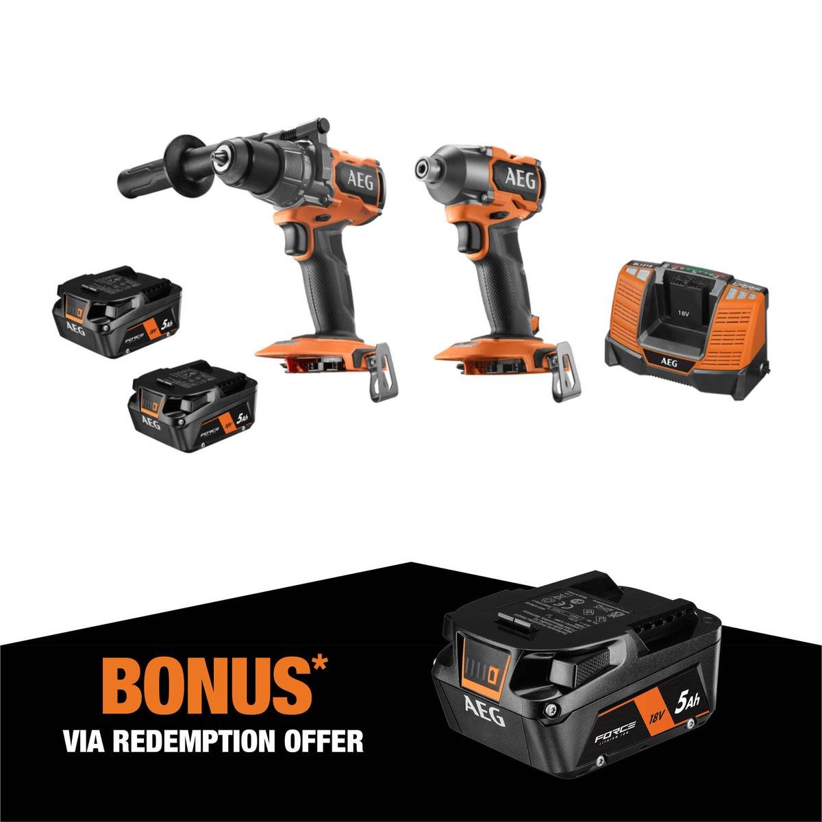 AEG 18V 5.0Ah 2 Piece FUSION Heavy Duty FORCE Kit - Bunnings Australia