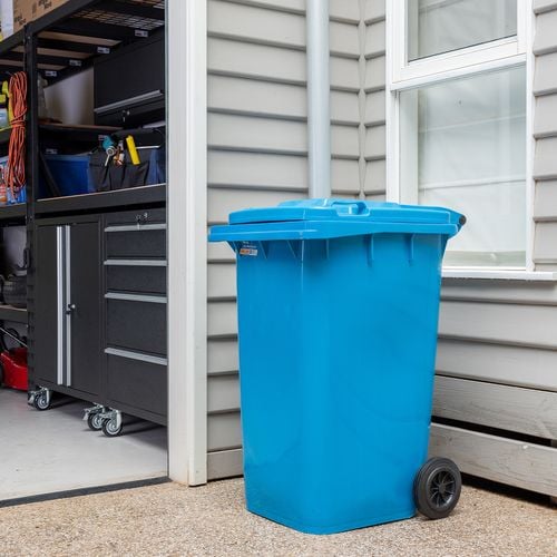 Handy 100L Light Blue Wheelie Bin - Bunnings Australia