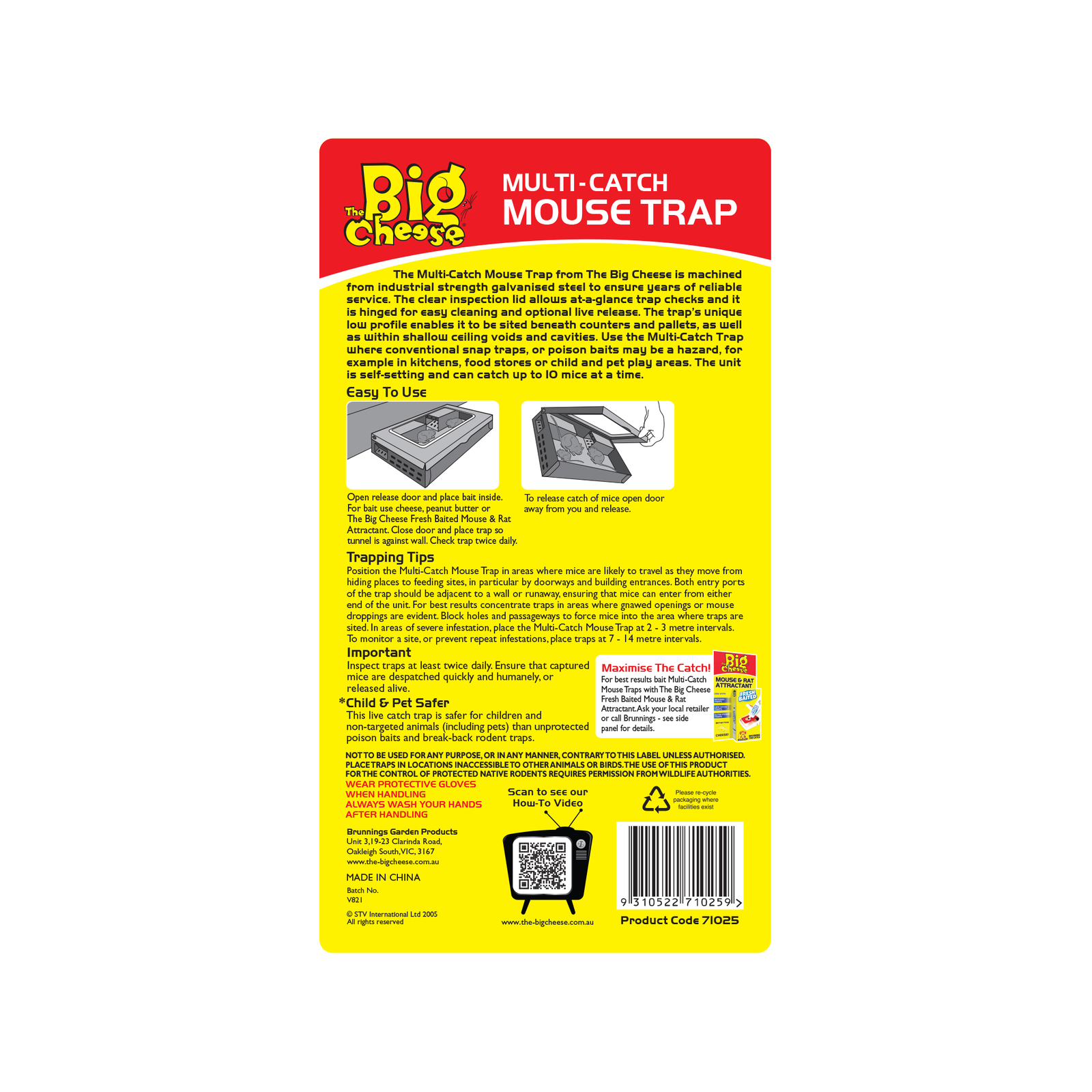 The Big Cheese Multi-Catch Mouse Trap - Bunnings Australia