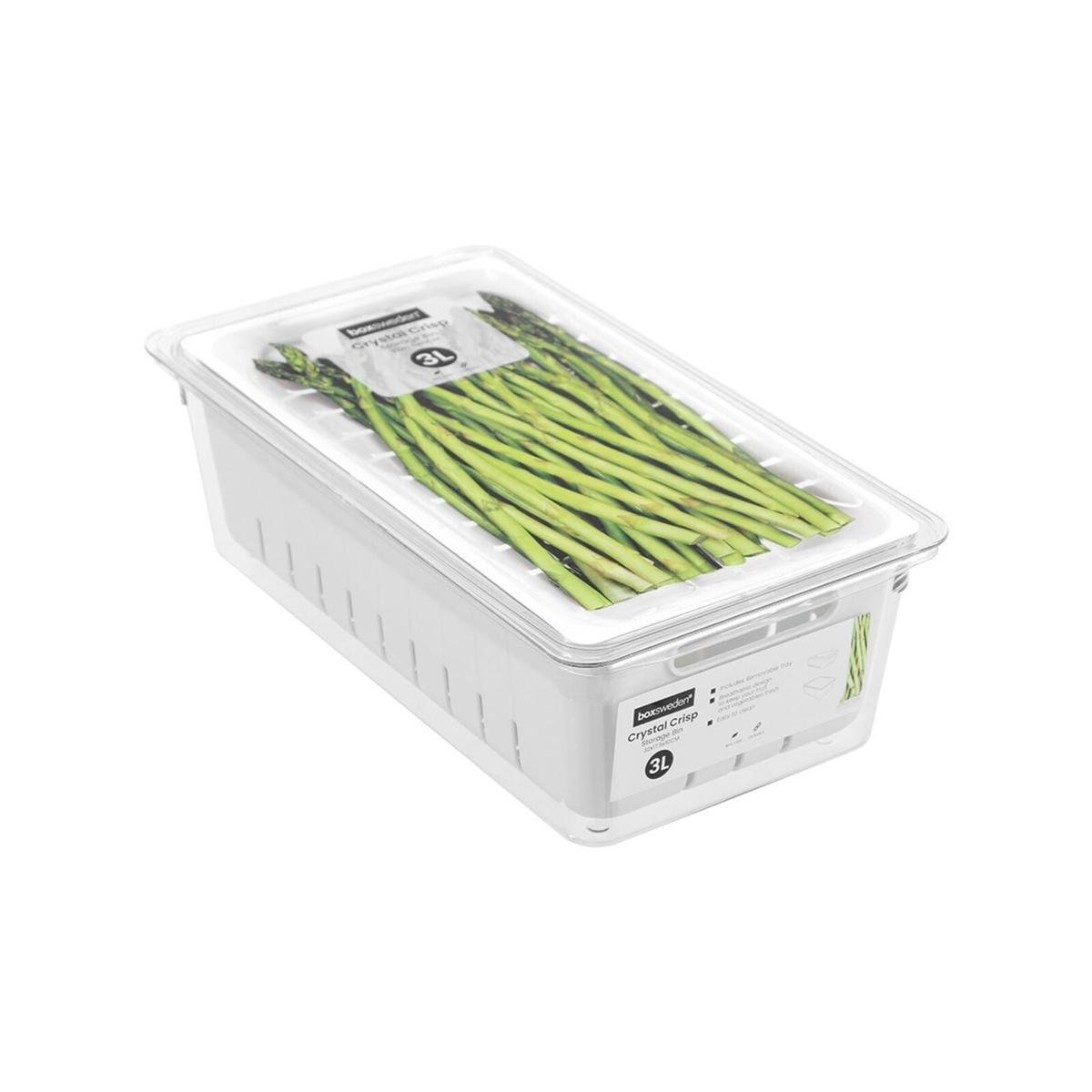 Boxsweden Crystal 3l/32cm Crisp Bin Storage - White - Bunnings Australia