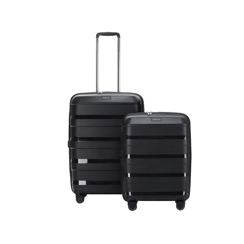 Tosca Comet 40L/20" & 88L/25" Hard Case Trolley Suitcase Combo Black ...