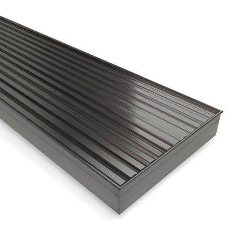 Forme 900 × 100mm Brushed Gun Metal Grey PVD Stainless Steel Mesh Floor ...