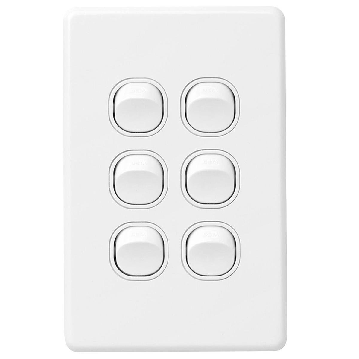 DETA S-line Six Gang Vertical Wall Switch - Bunnings Australia