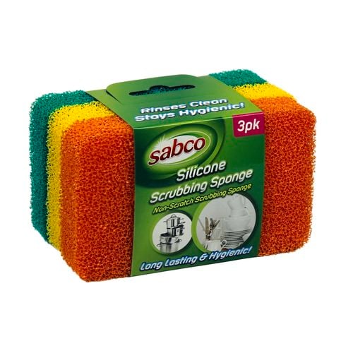 Sabco Non Scratch Silicone Scrubbing Sponge - 3 Pack - Bunnings Australia