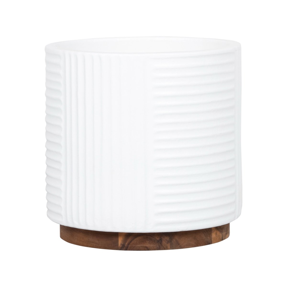 245 x 250mm White Large Round Ribbed Ceramic Pot - Bunnings Australia