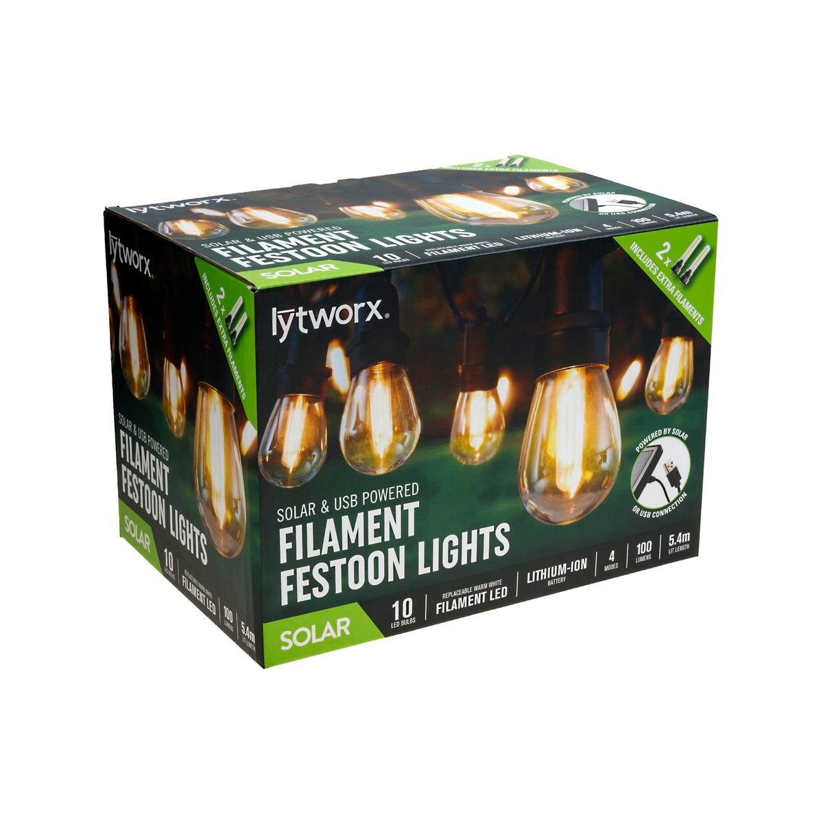 Lytworx Filament Festoon Solar and USB LED Lights - Bunnings New Zealand