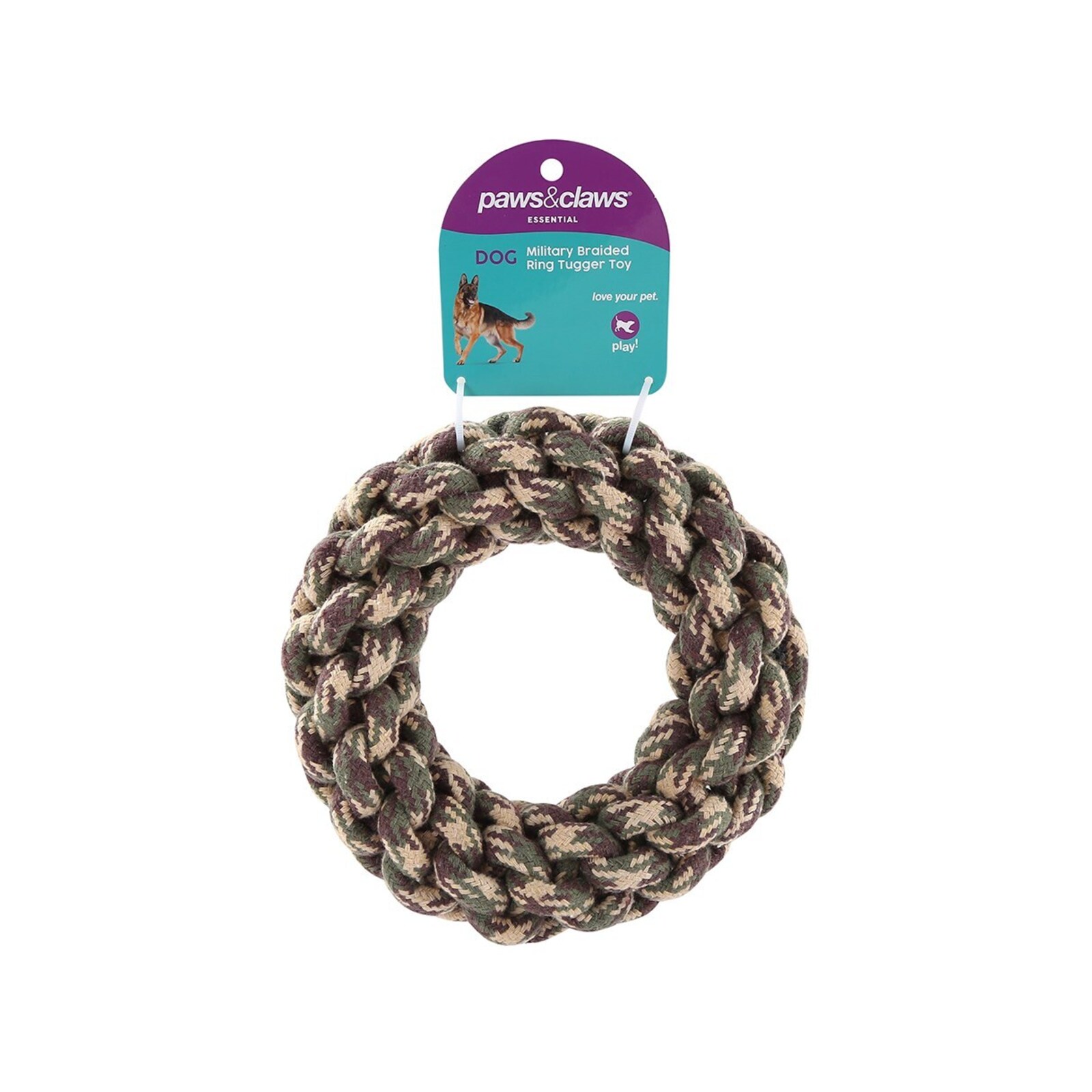 Paws & Claws Military 20x4cm Braided Ring Tugger Toy Assorted ...