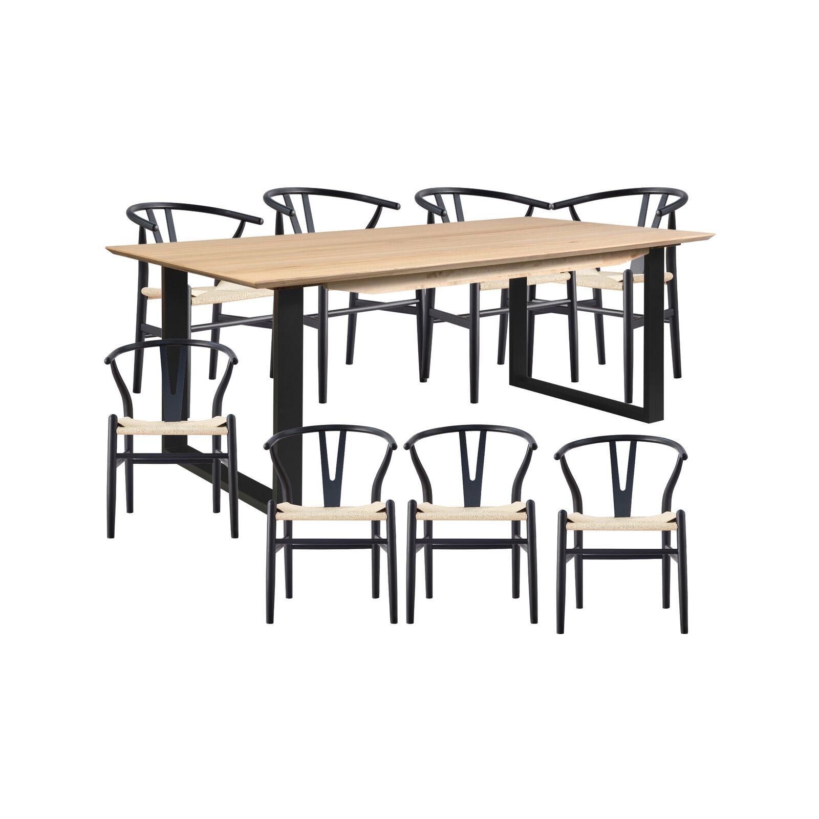 Aconite 9pc 210cm Dining Table Set 8 Wishbone Chair Solid Messmate ...