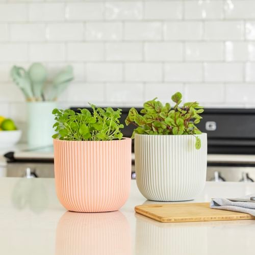 Capi 14 x 13cm Beige Groove Indoor Plant Pot - 142mm - Bunnings Australia