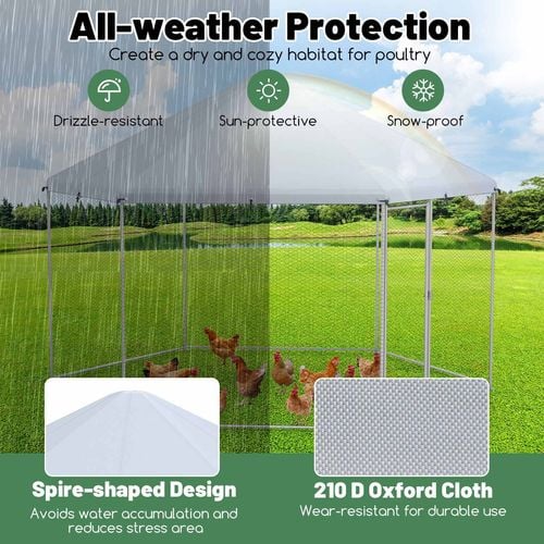 Costway Walk-in Chicken Coop Metal Poultry Cage w/Wire Mesh ...