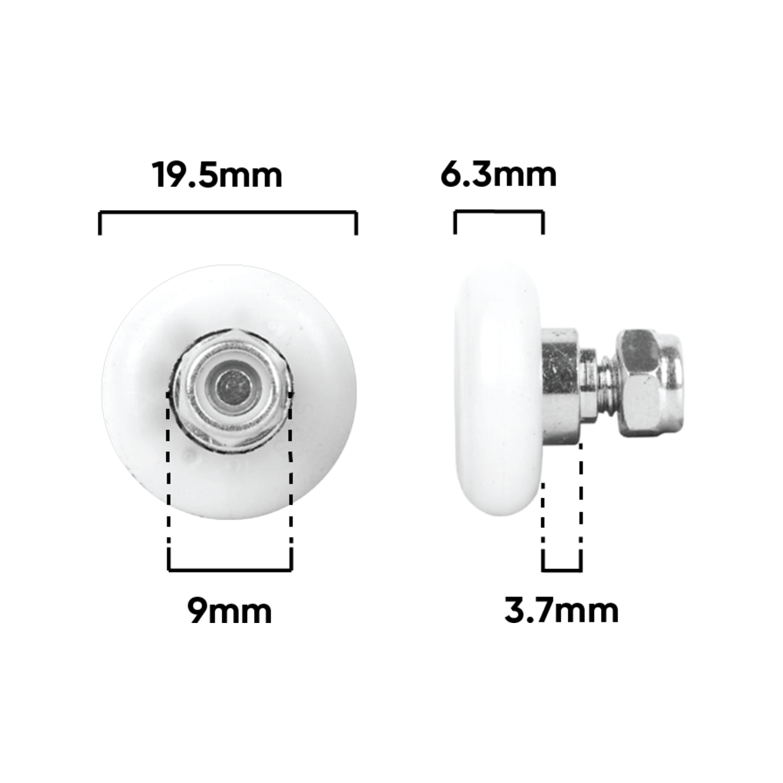 Rolltrak 19mm Acetal Convex Roller With Threaded Stud - Bunnings Australia