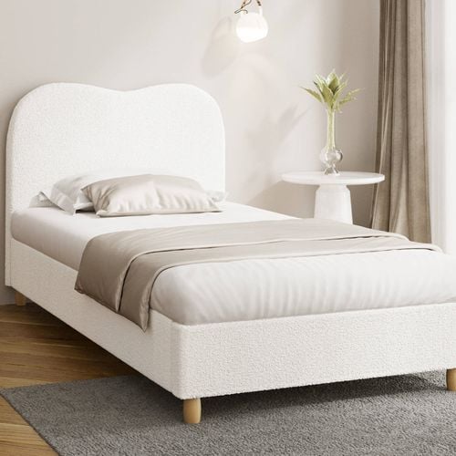 Oikiture Boucle Bed Frame White-King Single - Bunnings Australia