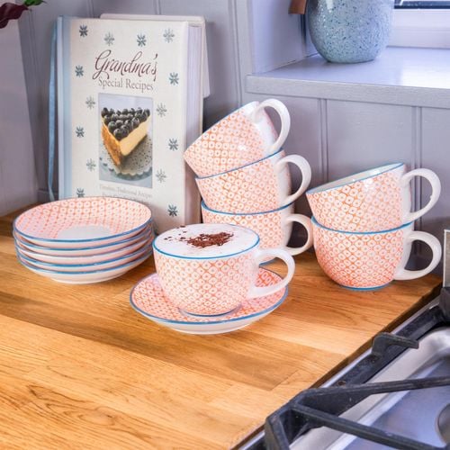 Nicola Spring Hand-printed Cappuccino Cup - Japanese Style Porcelain ...
