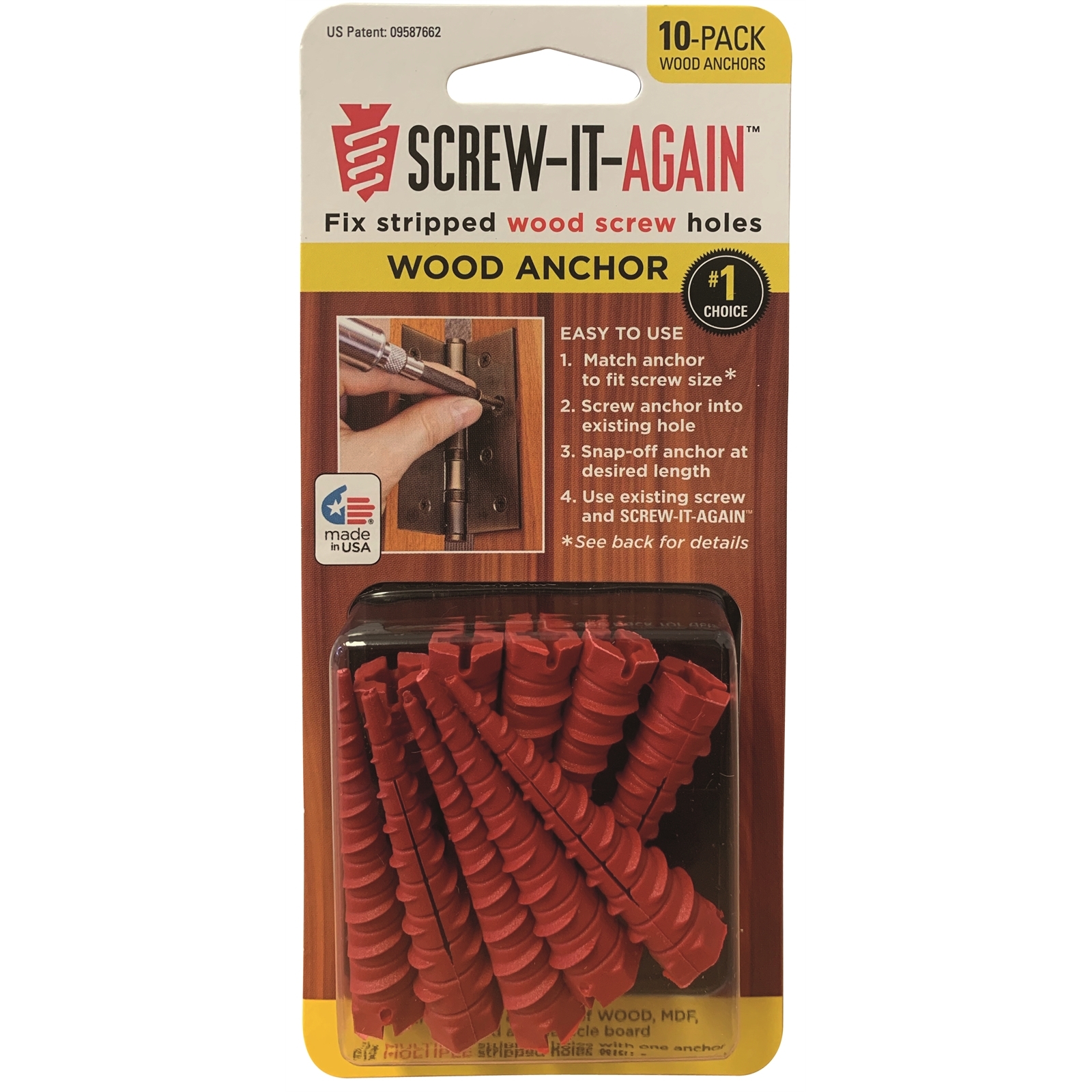 Screw-it-again Screw Hole Repair Snap Off Wood Anchor - 10 Pack ...