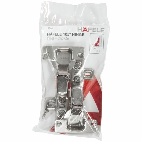 Hafele 105° Inset Clip On Hinge - 1 Pair - Bunnings Australia