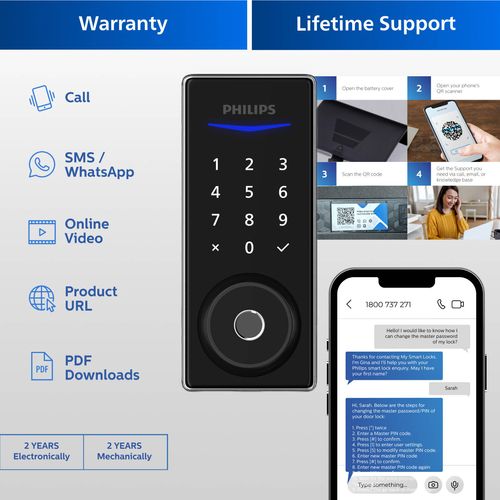 Philips Nickel EasyKey Fingerprint Deadbolt Door Lock With Mechanical ...