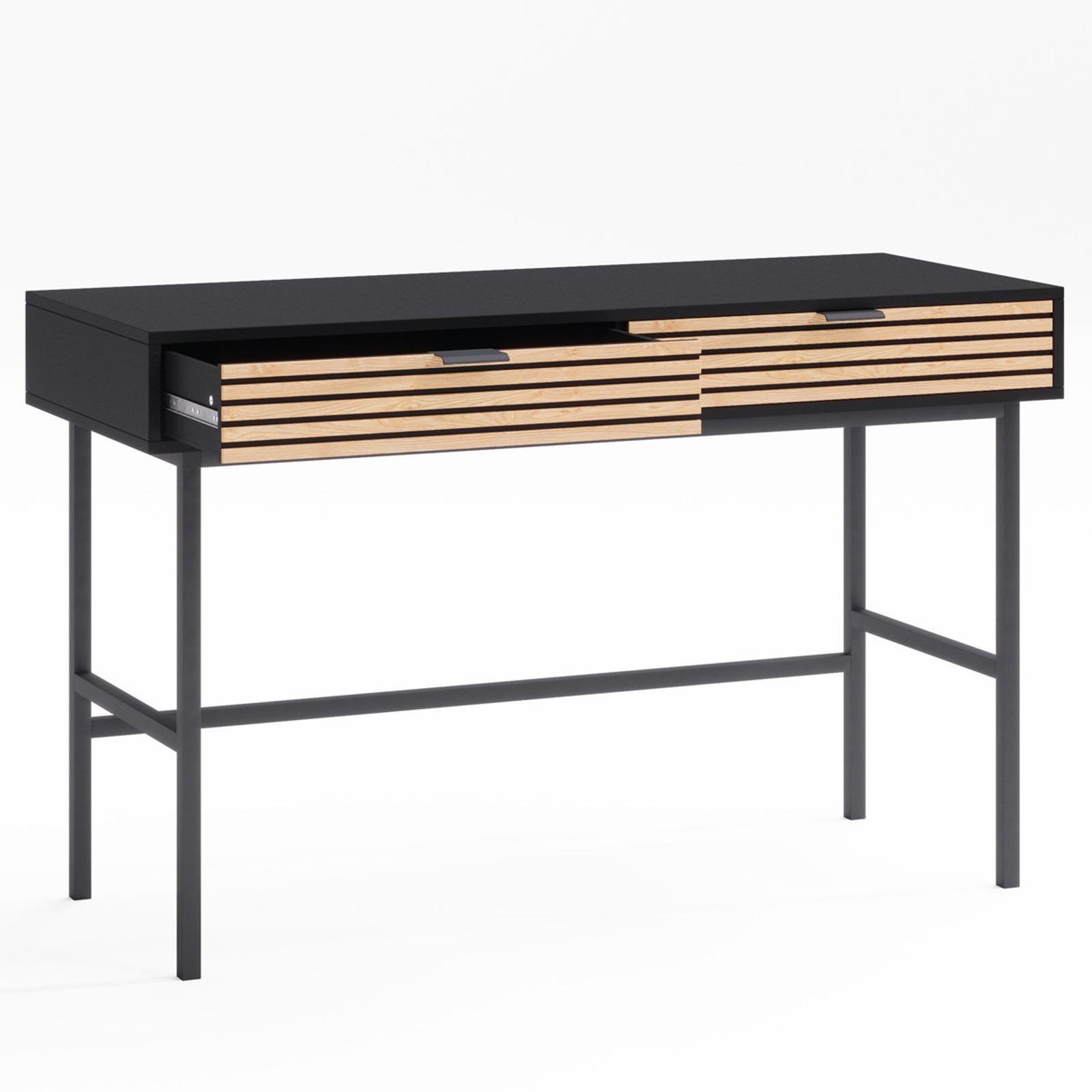 Black Study Desk Console Table with Slatted Drawers - Bunnings Australia