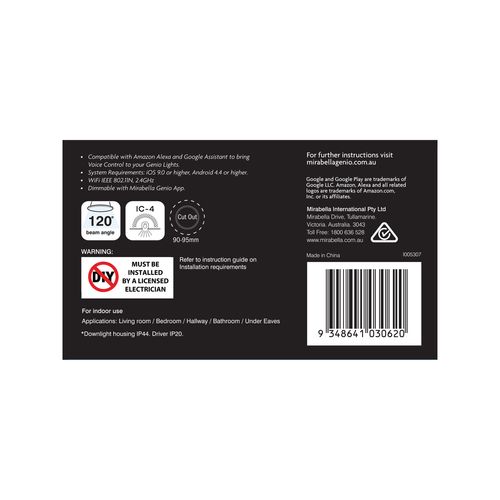 Mirabella Genio Wi-Fi Dimmable 10W LED Frameless Downlight - Bunnings ...
